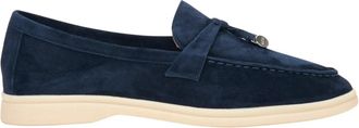 Estro & Luminara Femme, Chaussures, Bleu, Taille: 39 EU Mocassins en velours avec pompon d&eacute;coratif