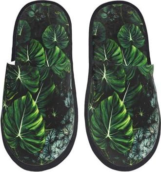 Generic Pantoufles Motif de plante verte au feuillage luxuriant &eacute;l&eacute;gant Chaussons dint&eacute;rieur Classiques Respirant Chaussures de Maison Femme Adulte M