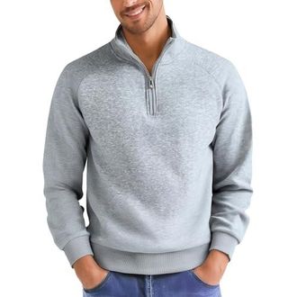 Generic Sweat-shirt pour homme sans capuche - Manches longues - Avec fermeture &eacute;clair 1/4 - Pull d&eacute;contract&eacute; - Confortable - T-shirt de sport doux - Printemps