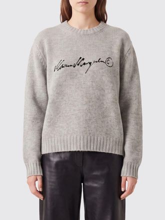 Maison Margiela Pull d&eacute;contract&eacute; &agrave; col rond en laine m&eacute;lang&eacute;e avec logo jacquard