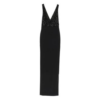 Elisabetta Franchi Strass V-Ausschnitt Kleid - - Dresses - Damen - Schwarzk - M
