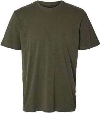 Selected Slhaspen Slub SS SS T-Shirt &agrave; col Rond pour Homme, Marron, S