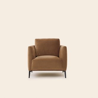 Madura Fauteuil Odelle Velours camel dor&eacute; - MARRON