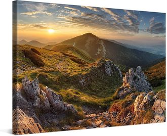 Picanova Bild auf Leinwand Blick auf die Berge vom Gipfel Chleb 120x80cm Leinwandbild - Premium Leinwanddruck - Wandbild Kunstdruck Auf 2cm Holz-Keilrahmen Woh
