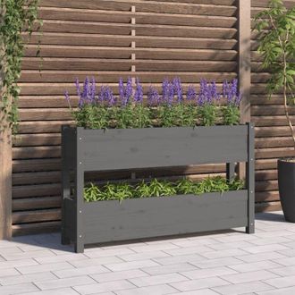 vidaXL Jardini&egrave;re Gris 112x25x66 cm Bois massif de pin
