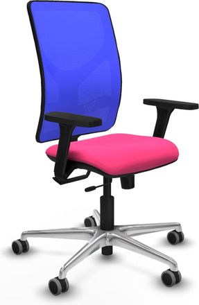 Piqueras y Crespo Stuhl mit Armlehnen, h&ouml;henverstellbare Lendenwirbelst&uuml;tze, ausgestattet mit Syncro/Traslack und Schneideschaum, mit Rollen 65 mm, Parkett, Blau/Rosa
