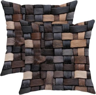 Generic Gem&uuml;tliche, strukturierte Wurfkissenbez&uuml;ge, dunkelbraun, gewebter Haarstoff, Herbstdekoration, quadratisch, rustikal, Heimdekoration, Sofa, Bett, 40,6