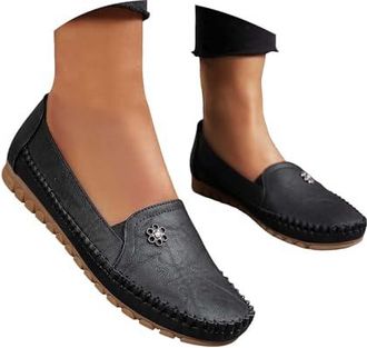 Generic Chaussures orthop&eacute;diques pour femme - En cuir - Motif fleurs - Soutien de la vo&ucirc;te plantaire - Mocassins &agrave; enfiler - Bout rond - Sans talon - L&eacute;g&egrave;res 