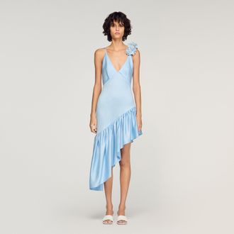 Sandro Robe asym&eacute;trique &agrave; volants