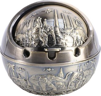 Cabilock Winddichter Aschenbecher mit Deckel aus Zinklegierung Kreatives Elefanten design Tragbarer Zigaretten aschenbecher f&uuml;r Drinnen und Drau&szlig;en Dekorativ u