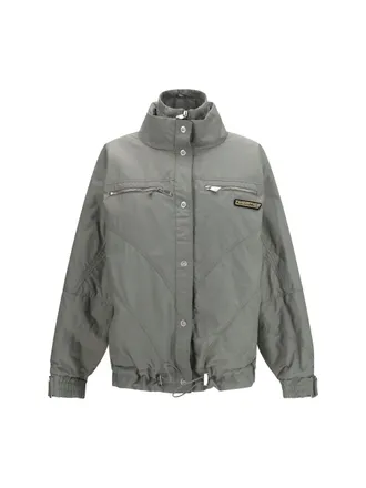 The Attico Womens Bomber Jacket High-Neck Grey Cotton
