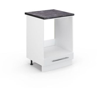 Vicco Meuble pour four Fame-Line, Blanc Haute brillance, 60 cm, pt Anthracite