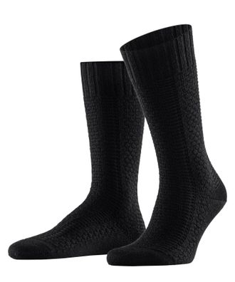 Falke Herren Socken Stark Temper M So Wolle einfarbig 1 Paar, Schwarz Black 3000, 43-46