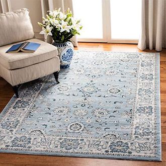 Safavieh Traditionell Teppich für Wohnzimmer, Esszimmer, Schlafzimmer - Isabella Collection, Kurzer Flor, Hellblau und Creme, 244 X 305 cm