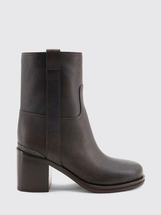Brunello Cucinelli Biker-Stiefeletten aus Leder mit Monili und mittlerem Absatz
