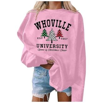 Generic Pull de Noel Femme Rigolo Pull Moche Noel Sweat a Capuche a Manches Longues Et Col Rond pour Femme Imprimé de Noël