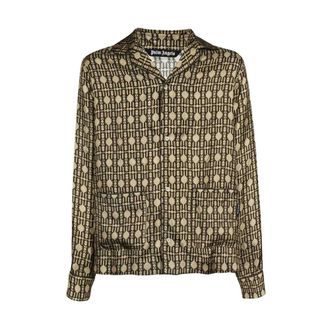 Palm Angels Homme, Chemises, Beige, Taille: L Chemisier Pyjama en Soie