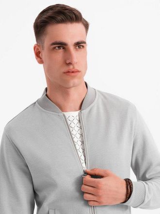 Ombre Sweatjacke Bomberjacke aus Piqu&eacute;-Strick f&uuml;r M&auml;nner