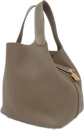 Herm&egrave;s Pre-owned Picotin Lock MM Clemence Tote - Femme - Pre-owned - Brun - Taille: ONE Size
