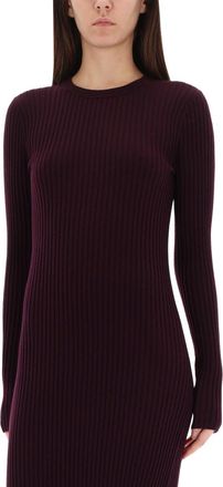 Helmut Lang Wool Back-Slit Dress - Purple