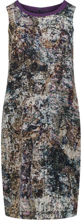 M&oacute;veis Conquista Satin Kleid mit abstraktem Print und Kontrast-Ausschnitt