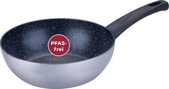 Fackelmann Wokpfanne Essential Crisp &Oslash; 20 cm aus recyceltem Aluminium mit keramischer Antihaft-Beschichtung - Perfekt f&uuml;r Nudeln, Gem&uuml;se & Reis, Schwarz