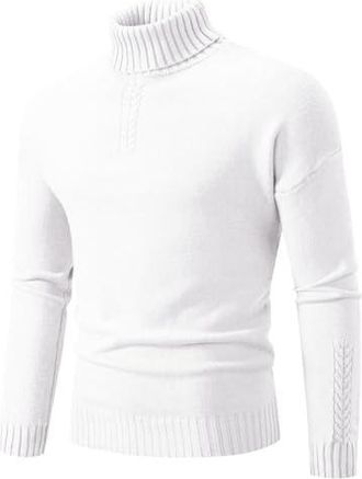 Generic NAFING Pull Homme, Pull Homme Col Roulé Tricoté Manches Longues - Coupe Slim Chaud en Coton Doublure en Polaire Douce - Vêtement Homme Hiver - Sweat H