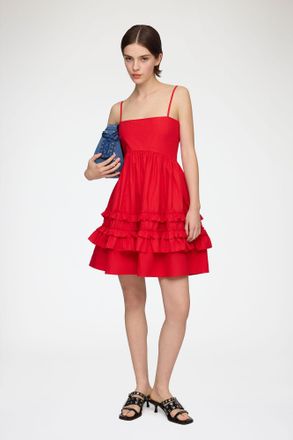 Ganni Robe en coton rouge biologique - Taille 42 - Pour Femme