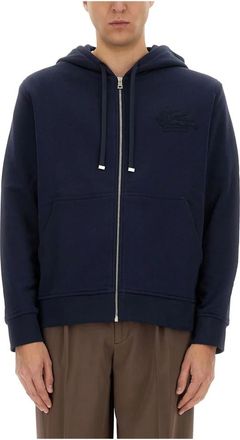 Etro Homme, Sweatshirts et sweats &agrave; capuche, Bleu, Taille: S Zipped Sweat &agrave; capuche