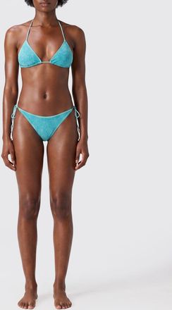 Os&eacute;ree Korallenfarbener Triangel-Bikini aus Lurex mit Perlenstickerei