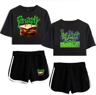 Generic 2025 KATSEYE Gnarly Inspir&eacute; du Single Merch Ensemble 2 Pi&egrave;ces - Hauts &agrave; Manches Courtes et Shorts pour Femmes, Pour les Fans, XS