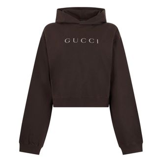 Gucci Baumwoll-Jersey-Sweatshirt mit Print - - Sweatshirts & Hoodies - Damen - Braun - XS