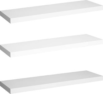 Woltu 3X Schweberegale Wandregal Wandboard B&uuml;cherregal aus MDF Holz, 3er Set Weiss/Schwarz (Wei&szlig;, 100cm)