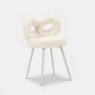 Mauro Ferretti Sedia Imbottita Boucl&eacute; Design Contemporaneo Mini Ilary - Bianco
