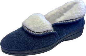 Generico Pantoufles fermées dhiver pour femme, fourrure synthétique, Patrizia AZ39, doublure en tissu lourd 100 % fabriqué en Italie, bleu, 39 EU