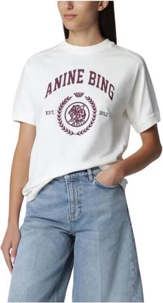 Anine Bing Jaylin Tee Collegiate - Femme - Tops - Blanc - Taille: 40 FR