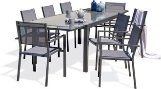 DCB Garden Dcb Garden - tolede - Ensemble repas 8 places en aluminium et plateau verre