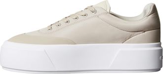 Calvin Klein Damen Flatform LACE UP NYL Mix YW0YW02013 Low-Top, Beige (Stony Beige/Bright White), Gr&ouml;&szlig;e 36, Beige Stony Beige Bright White, 39 EU