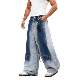 Generic Jean Homme Jeans Homme Jean Homme Regular Confortable Classique R&eacute;tro D&eacute;grad&eacute; Ample D&eacute;contract&eacute; - Large Leg Tendance avec Transition Color&eacute;e Audacieus