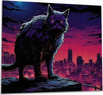 Wallario Herdabdeckplatte/Spritzschutz aus Glas, 1-teilig, 60x52cm mit 8mm hohen Füßen, für Ceran- und Induktionsherde, Hüterin der Nacht