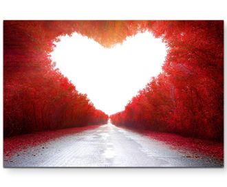 Paul Sinus Art Leinwandbilder | Bilder Leinwand 120x80cm Stra&szlig;e der Liebe - Herz aus B&auml;umen