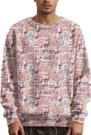 Generic Pull de No&euml;l pour homme avec joli sapin de No&euml;l imprim&eacute; - Pull &agrave; manches longues et col rond - Pull dhiver pour les vacances - Pull rouge d&eacute;coratif da