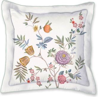 Pip Studio Dekokissen Il Paradiso Weiß Perkal Blumen Blüten Blätter Geblümt Muster Weiß Grün Wendeoptik, Größe:45 x 45 cm