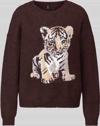 Only Pullover mit Tiger-Motiv-Intarsie