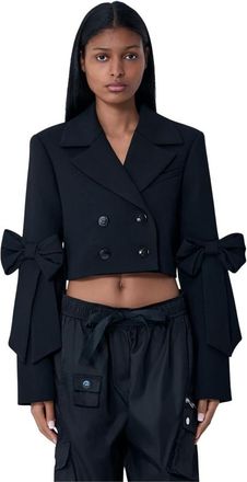 Ganni Femme, Vestes, Noir, Taille: 38 FR Cropped Blazer