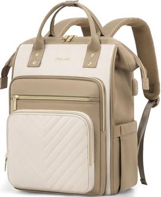 Lovevook Sac à dos pour ordinateur portable pour femme, A-kaki et beige, 17.3 Zoll