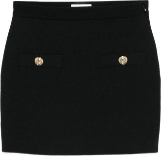 Balmain Button-embellished Knitted Mini Skirt