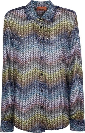 Missoni Femme, Blouses et Chemises, Multicolore, Taille: 42 FR Chemise Tricot&eacute;e Zigzag