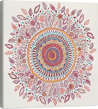 Posterlounge Sonnenblumen-Mandala Leinwandbild von Janet Broxon 20 x 20 cm Wandbilder Wanddeko