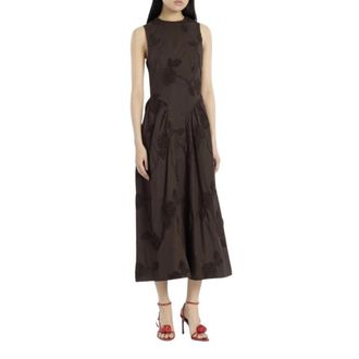Rotate Lori Jacquard Midikleid - - Dresses - Damen - Braun - 2XL